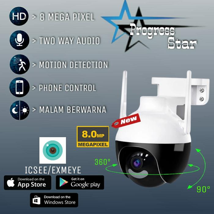 Promo IP CAMERA CCTV OUTDOOR ICSEE WIRELESS 8MP FULL HD PTZ SPEED DOME ...