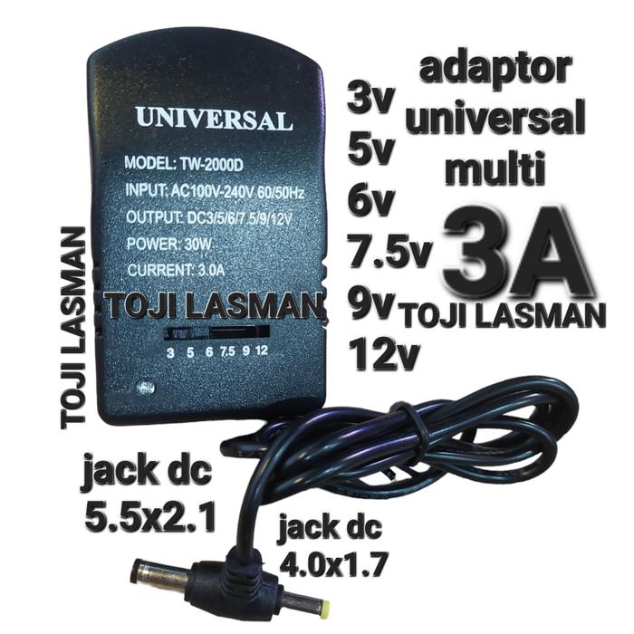Jual adaptor 3A universal multi multy 3v 5v 6v 7.5v 9v 12v 7v5 2A 1A ...