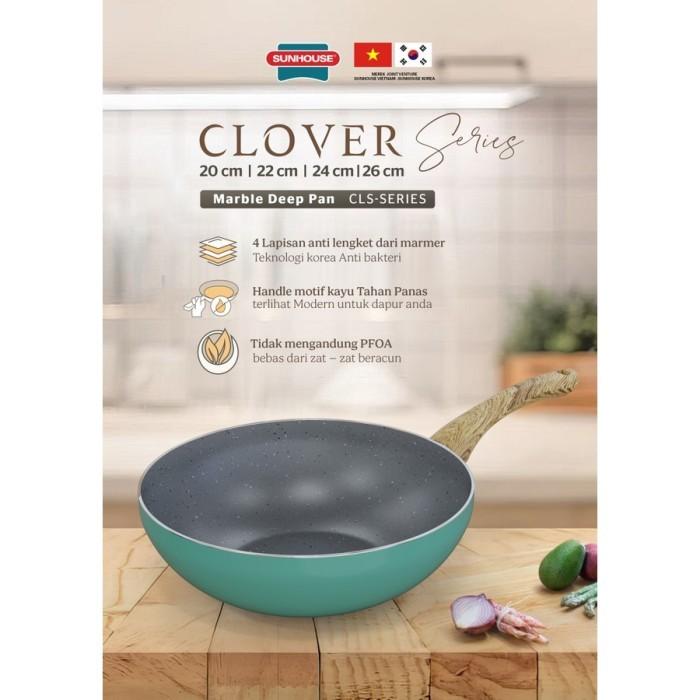 Jual Sunhouse Clover Series Deep Pan Marble 24cm CL24S Wok Anti Lengket ...