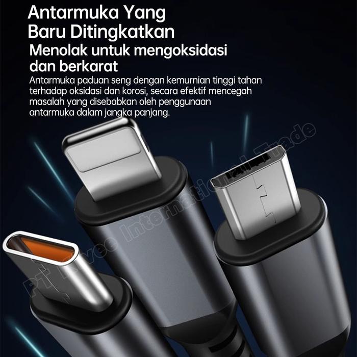 Jual Basike Kabel Data Led Type C Lightning Micro 3 In 1 Fast Charging ...