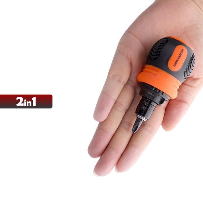 Jual Obeng BB Buntek Karet Dua Arah Bolak Balik Cebol Mini Obeng 2in1 ...