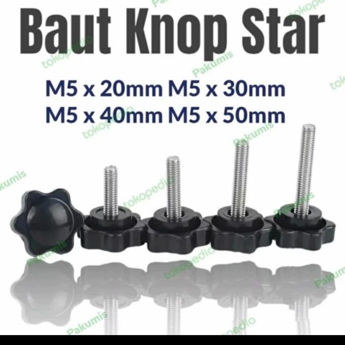 Jual BAUT KNOP STAR M5 baut knop m5 x 20 30 40 50 - M5X40 - Jakarta ...