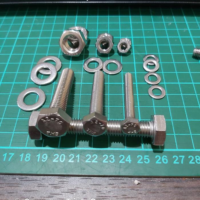 Jual Baut Mur M6 X 40 mm set Stainless steel SUS304 Hex Bolt Pitch 1.0 ...