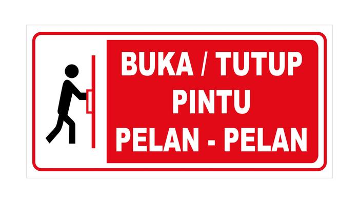 Jual STIKER VINYL BUKA TUTUP PINTU PELAN-PELAN Uk. 20 x 10 CM SIGN ...