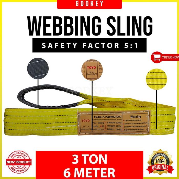 Jual JAPAN Webbing Sling Lifting 3 T x 6 M Sling Belt Tali Angkat 3 Ton ...