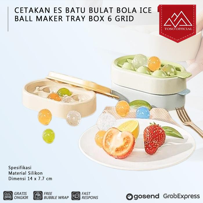 Promo Cetakan Es Batu Bulat Bola Ice Ball Maker Tray Box 6 Grid Puding ...