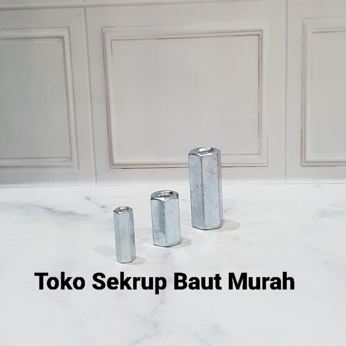 Jual Long Nut M10x17x30 / Mur Panjang M10 x 17 x 30 / Mur Coupling 10mm ...