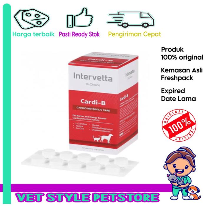 Jual Intervetta Cardi B suplemen Coq10 jantung anjing kucing/ strip 10 tab - cardi b - Kab ...