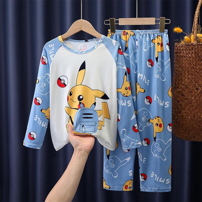 Jual Piyama Import Pikachu Pokemon Baju Tidur Anak Panjang / Pendek ...