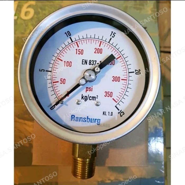 Jual Pressure Gauge RAKET Ransburg 4" Liquid Manometer 25kg - Jakarta ...