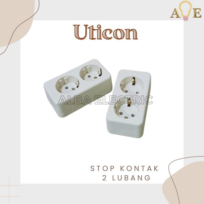 Jual UTICON Stop Kontak 2 Lubang Arde ST 128 Terminal 2L Kuningan SNI ...