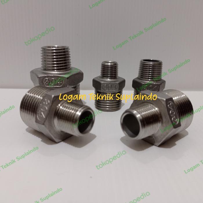 Jual V sock Double Neppel / Reducer Stainless SS304 Drat 3/8 x 1/4 Inch ...