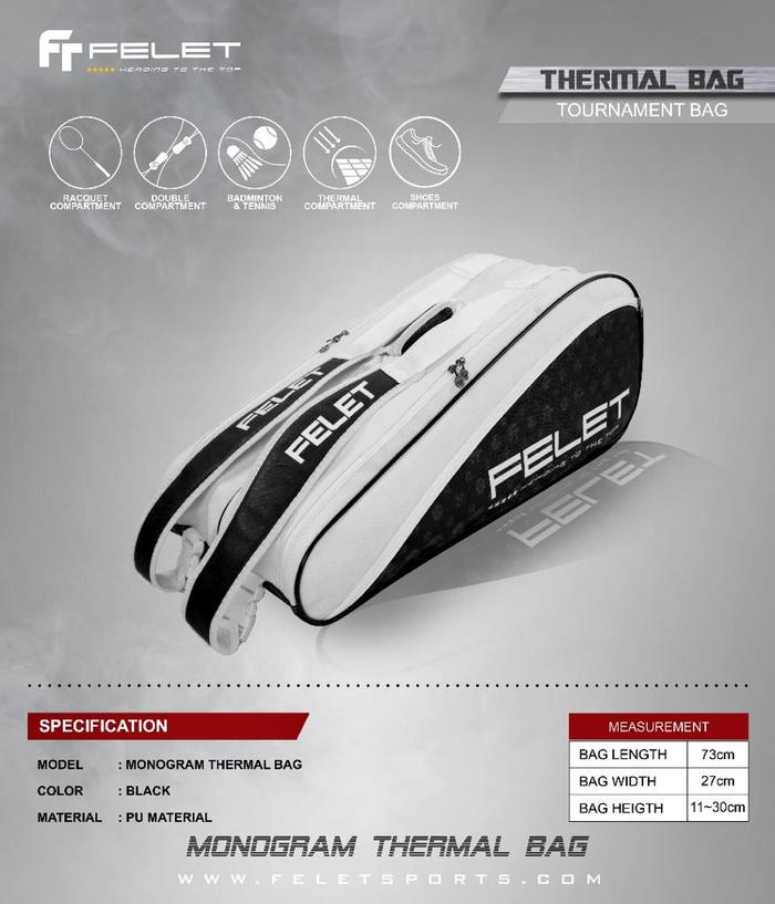 Jual Tas Badminton Felet Monogram Bag Series Original - CORAL - Jakarta ...