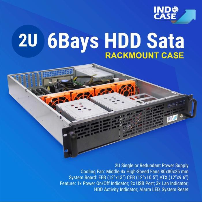 Jual Rackmount Case 2U 6 Bay HDD SATA Casing Server IC2006 - Non PSU ...