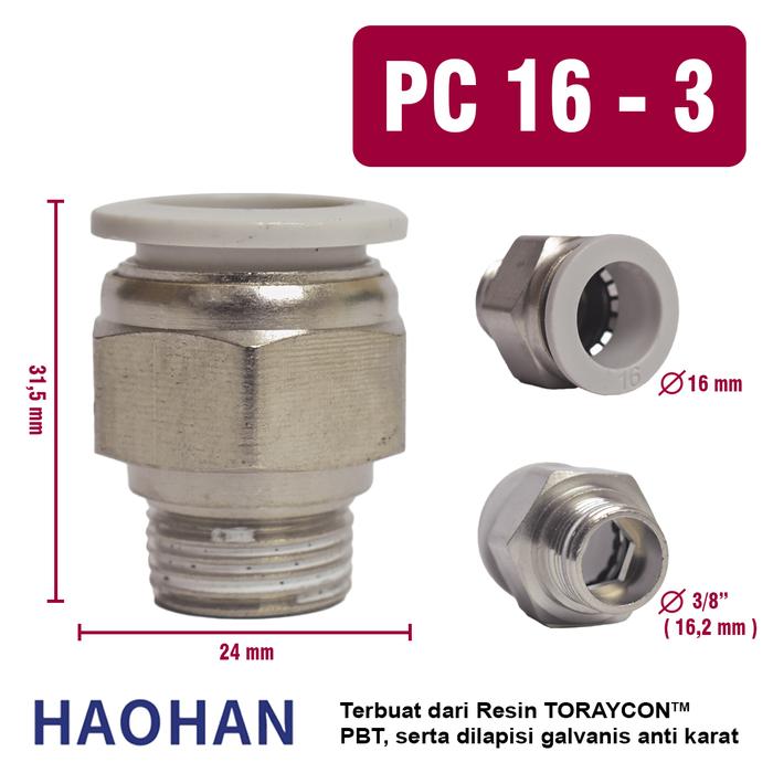 Promo PC Fitting Lurus Male Pneumatic Slip Lock Drat Luar Type MPC ...