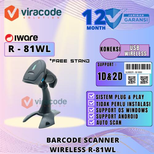 Promo Barcode Scanner Usb Bluetooth Wireless 1D/2D Auto Scan Iware R8 ...
