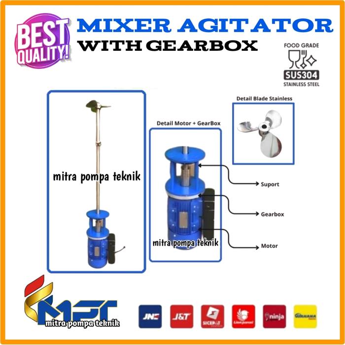 Jual MIXER AGITATOR KIMIA SS304 0.06KW 0.09HP 380V WITH GEARBOX ...