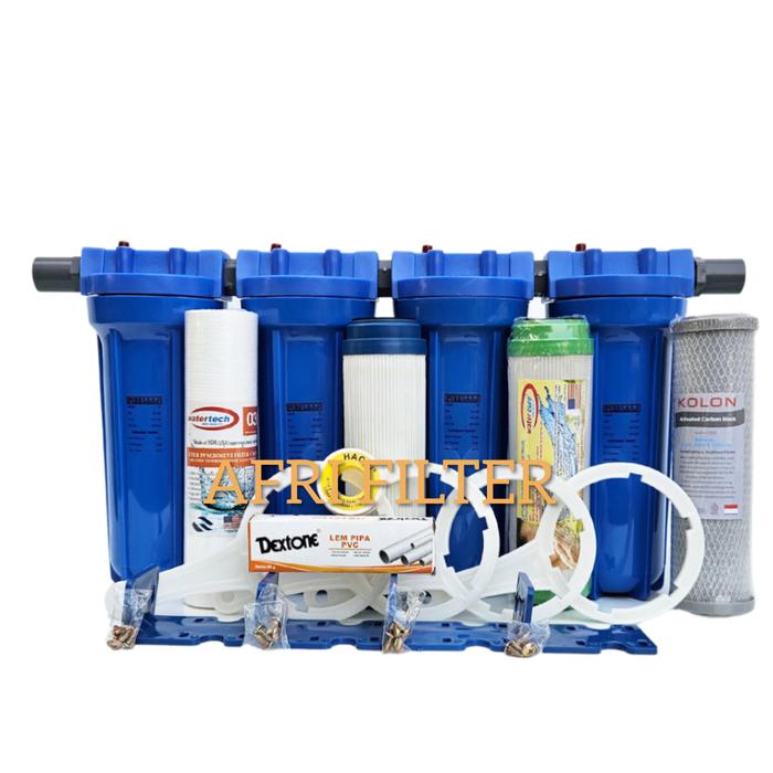 Jual Paket Filter Air 4 Tahap zat Berbesi&Kapur (Blue 10" drat 3/4 ...