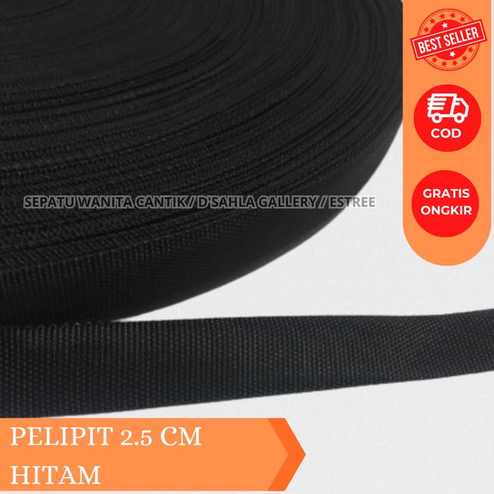 Jual Tali Bisban Pelipit Bungkus Tepi Jahitan lebar 2.5cm Hitam 1kg ...