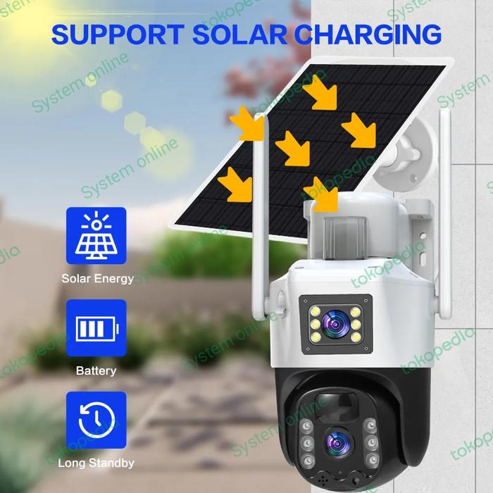 Jual CCTV V380 Solar Panel Dual Kamera Outdoor 4G SimCard IP66 ...
