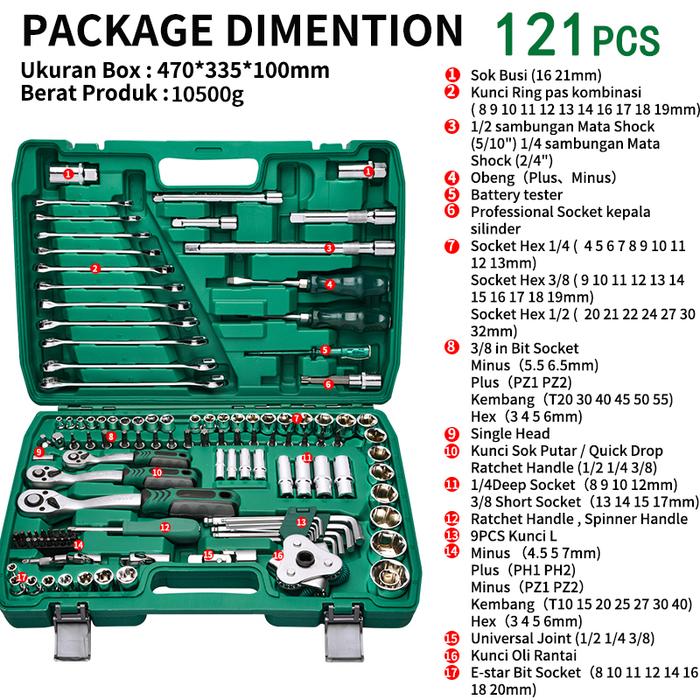 Promo ISKU Kunci Sok Set 82 Pcs Paling Komplit Kunci Shock Pas Ring ...
