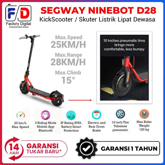 Jual Segway Ninebot D28 Kickscooter Skuter Listrik Lipat Scooter ...