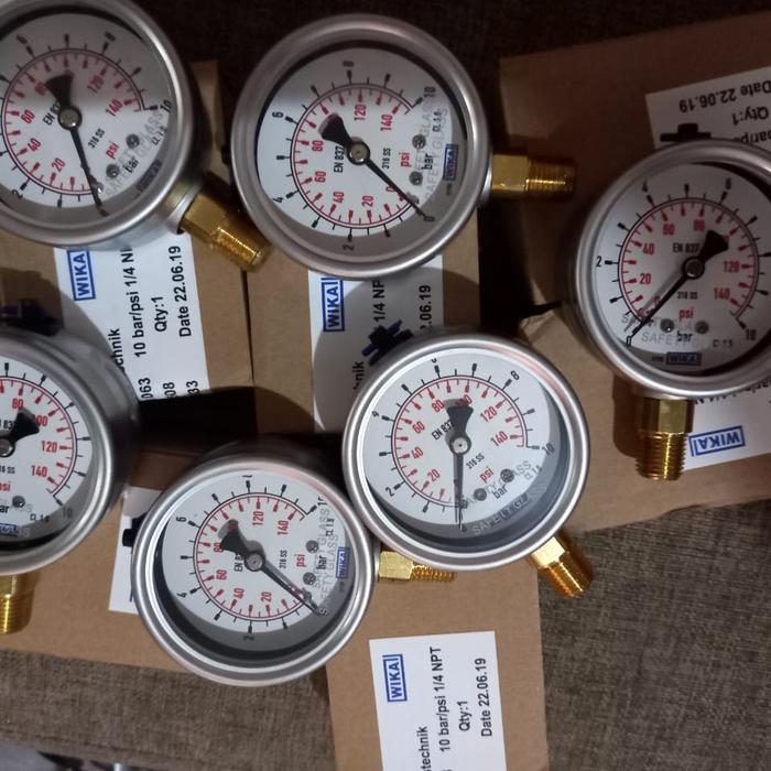 Jual PRESSURE GAUGE WIKA 2,5" 1/4” 0-10 BARR WIKA KUNINGAN NPT ...