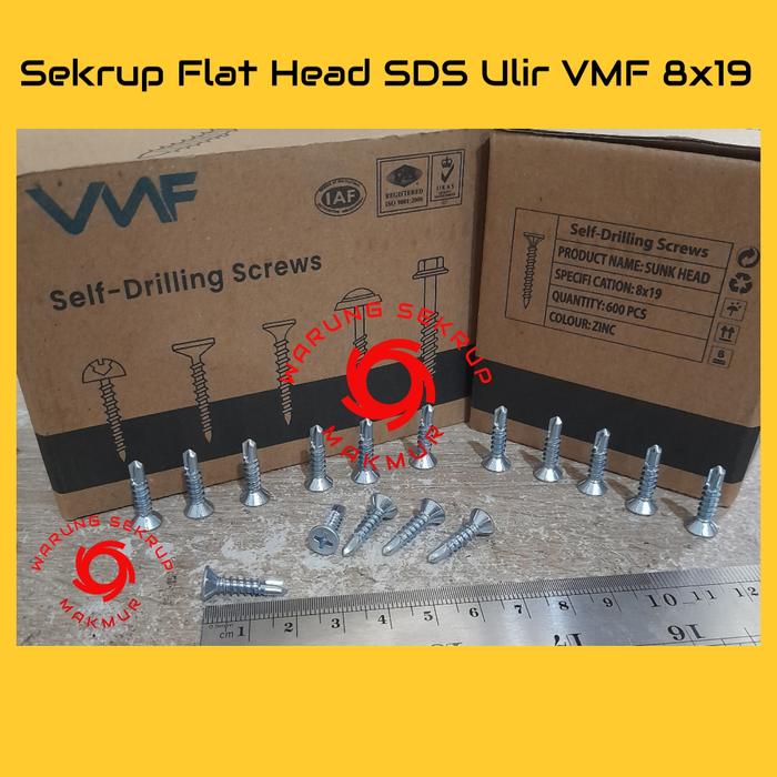 Jual (1 Box) Sekrup Roofing SDS FH 8x19 BDM / Skrup Flat Head 2CM - Kab ...