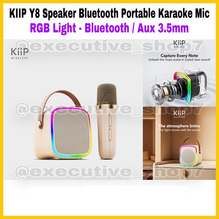 Jual KIIP Y8 Speaker Bluetooth Portable Karaoke Mic - RGB Light ...