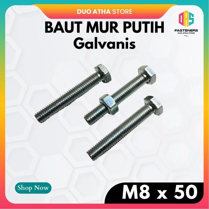 Jual M8x50 Baut Mur M8 X 50 BMP Galvanis Putih - Kab. Tangerang - Duo Atha Store | Tokopedia
