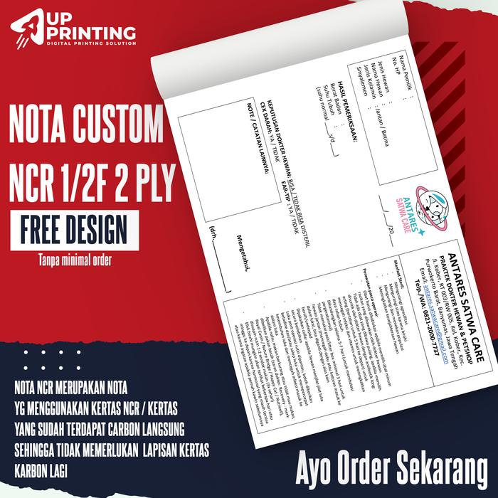 Jual Cetak Nota NCR ukuran 1/2 folio 2ply / bisa satuan tanpa minimal ...