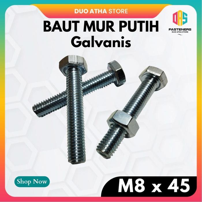 Jual M8x45 Baut Mur M8 X 45 BMP Galvanis Putih - Kab. Tangerang - Duo Atha Store | Tokopedia