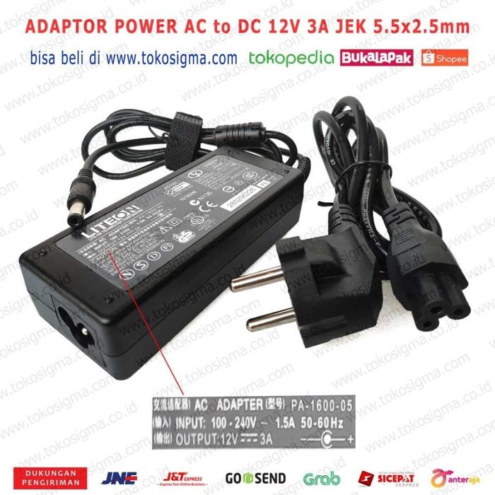 Jual ADAPTER AC ADAPTOR to DC 12V 3A PLUG 5.5 x 2.5 mm 36W POWER SUPPLY ...