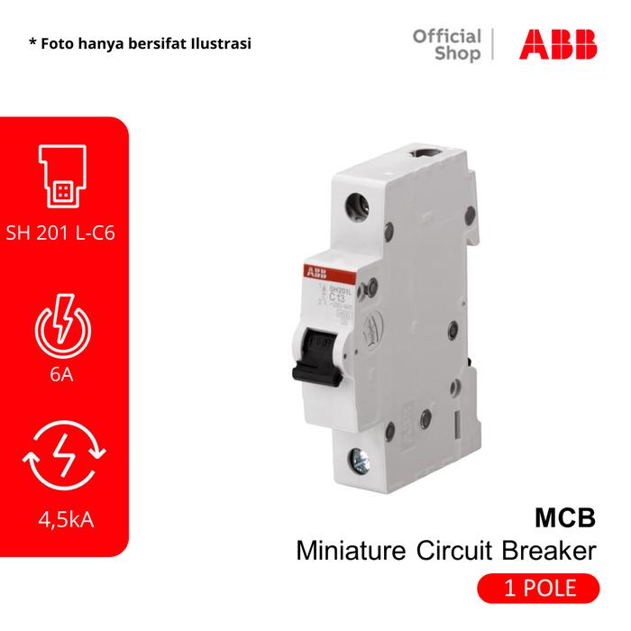 Jual ABB MCB 1Pole 4,5kA 6A SH201L-C6 2CDS241001R0064 - Warna Hitam - Kota Jambi - Andalas Bumi ...