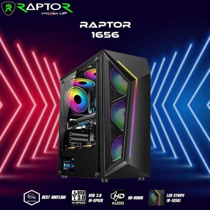 Jual Casing Gaming Power Up Raptor 1656 Led Strip RGB - 3 Fan include ...