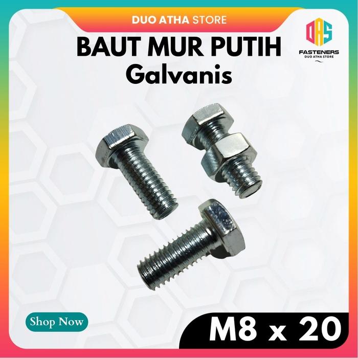 Jual M8x20 Baut Mur M8 X 20 BMP Galvanis Putih - Kab. Tangerang - Duo ...