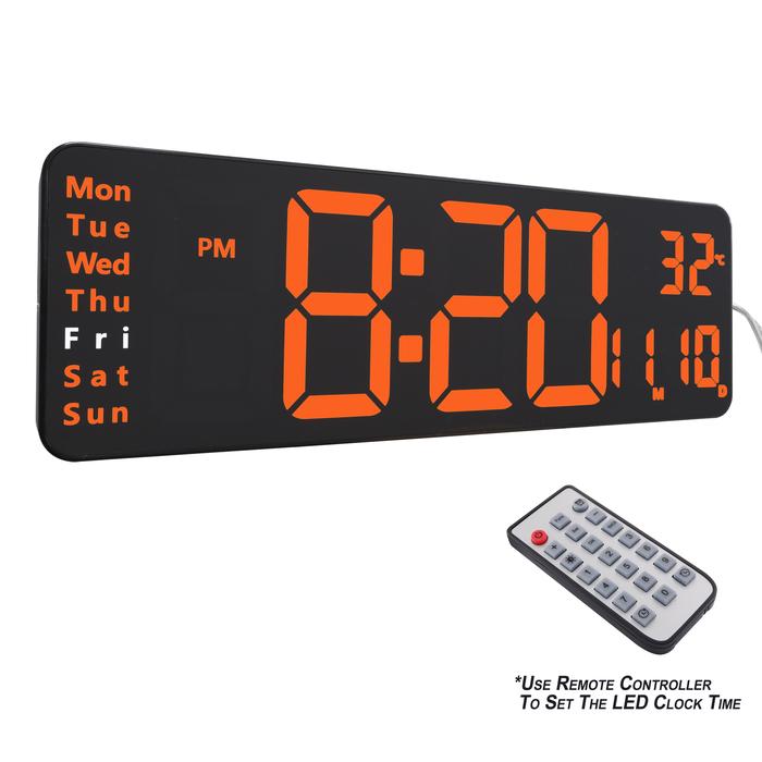Jual Jam Dinding Alarm Clock LED Digital 6629 Orange Light with Remote ...