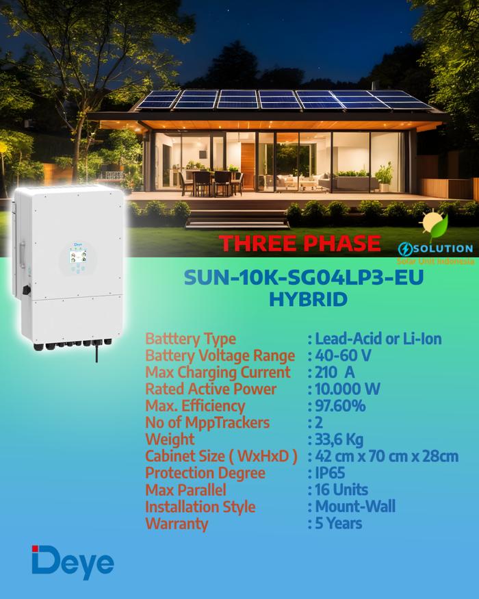 Jual DEYE Inverter Hybrid 10 Kw SUN-10K-SG04LP3-EU ( On/Off Grid, 3 ...