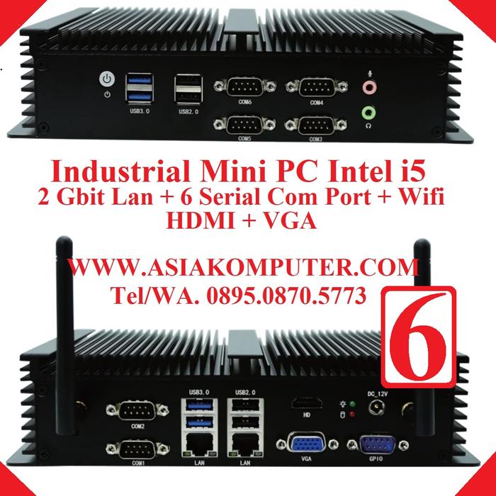 Jual Industrial Mini PC i5 6 Serial Comm Port GPIO Fanless MiniPC 6Comm ...