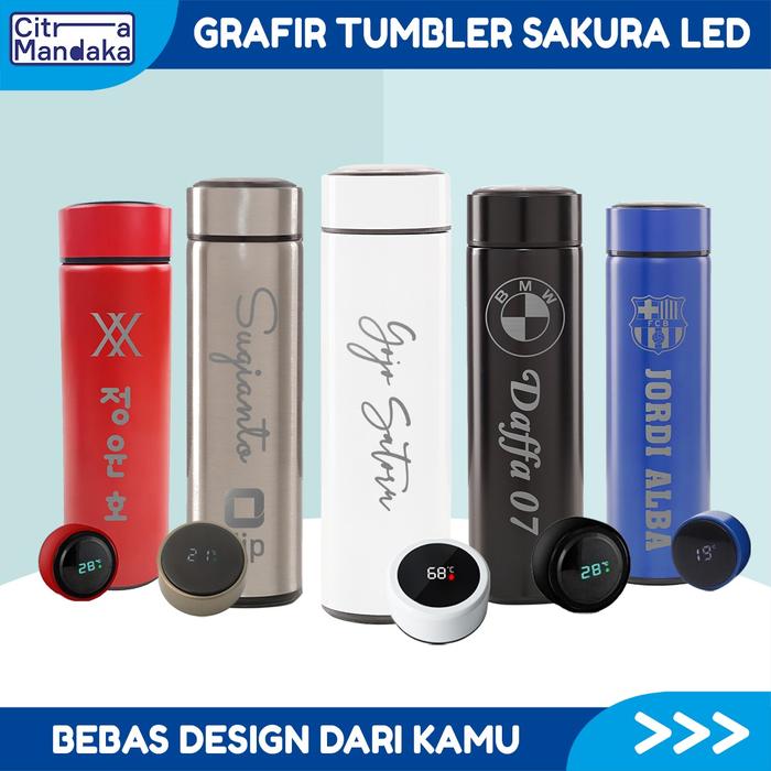 Jual Tumbler Kopi Custom Led 500 ML Logo Nama Grosir Souvenir Uv Print - Grafir Laser, Stainless ...