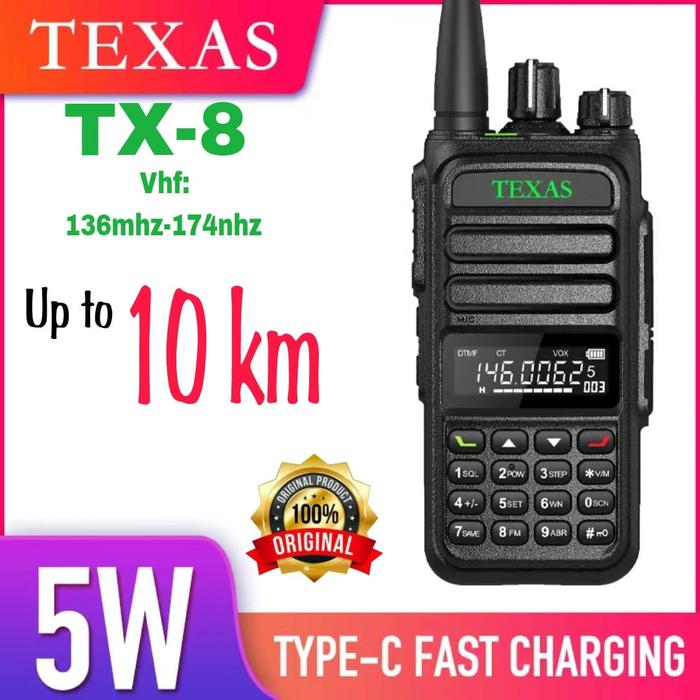 Jual Ht Tx-8 Texas Two Way Radio Vhf range Jarak jauh Lampu Lcd Premium ...