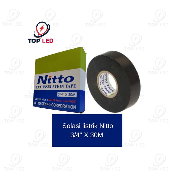 Jual ISOLASI NITTO LISTRIK ORIGINAL TAPE HITAM PVC KABEL NITO 3/4" 30m ...