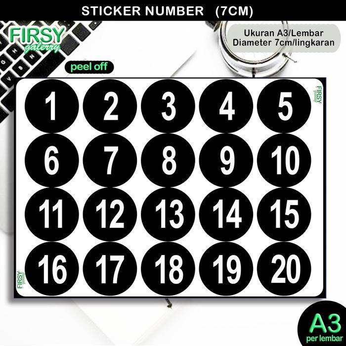 Jual Sticker Nomor Bulat 7CM, Label Angka Besar, Stiker Angka Penomoran ...