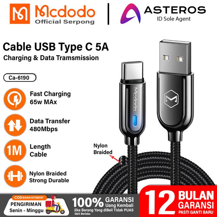 Jual MCDODO Kabel Data USB Type C 6A Fast Charging Auto Disconnect Ca ...
