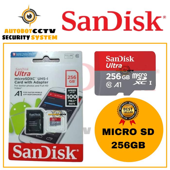 Jual MEMORY CARD 256GB SANDISK FREE ADAPTER / MMC MICRO SD 256GB CLASS ...
