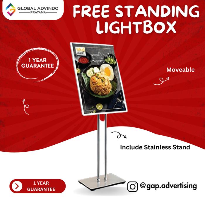 Jual Free standing light box / neon box menu / slim light box portable ...