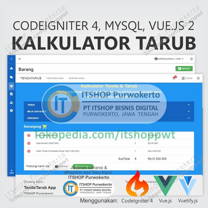 Jual Source Code Aplikasi Web Kalkulator Harga Tenda Tarub Codeigniter ...