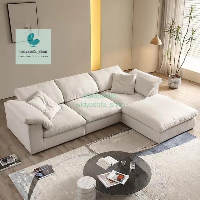 Jual Sofa L Putus Minimalis Terbaru Busa Super Empuk Putih Elegan Sofa ...