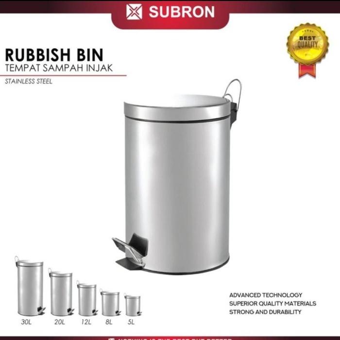 Jual Subron Tempat sampah 10 liter stainless injak rubbish bin rumah ...