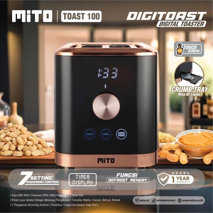 Jual Mito Toaster Pemanggang Roti Digital Toast Time Display Toast100 ...